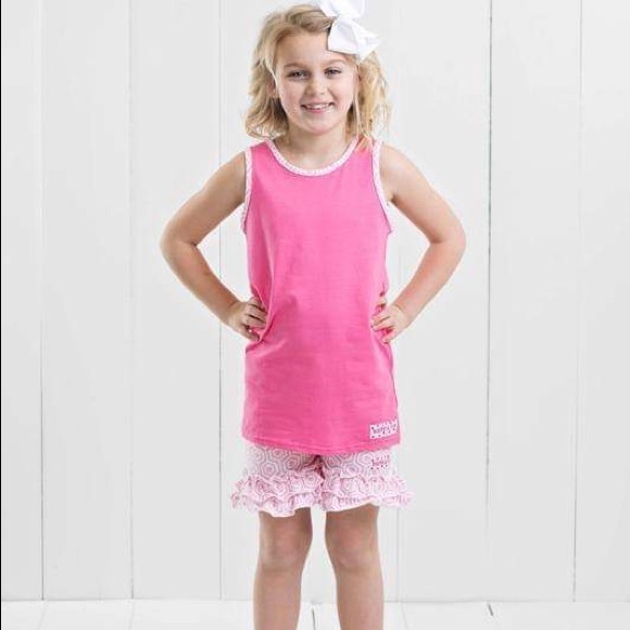 Ruffle Girl | Matching Sets | Ruffle Girl Pink Tank Honeycomb Short Set ...